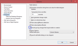 SQL Server Error: Saving Changes is not permitted