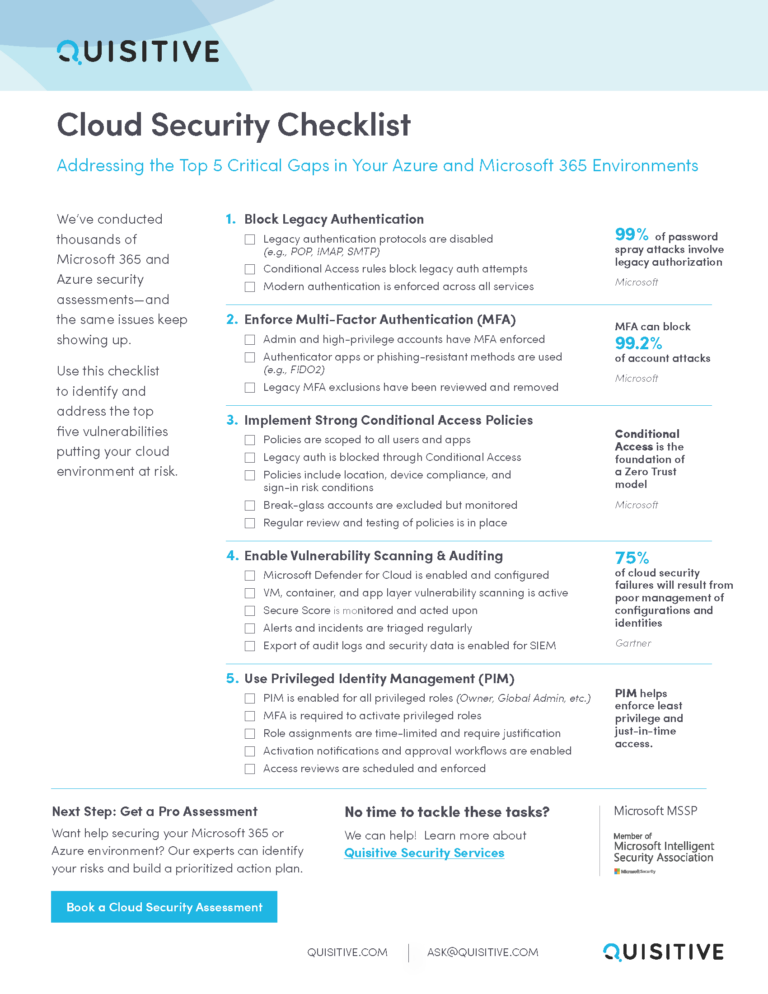 Cloud Security Checklist | Quisitive